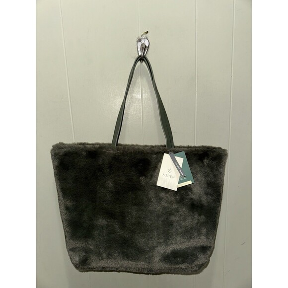 Aspen | Bags | Aspen Reversible Plush Faux Fur Tote Bag W Matching Mini ...